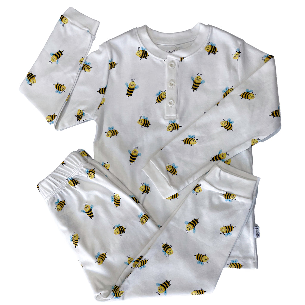 Organic Cotton Two Piece Pajama Set with Bee Print For Kids – SofiaMila